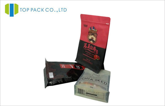 Customized Size Stand up Pouch Packaging Flat Bottom Zipper With Food Grade