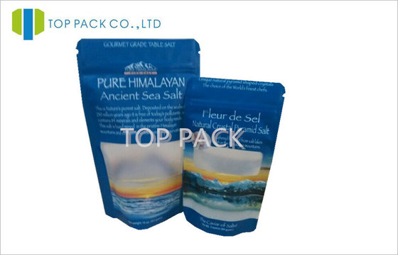 Matte Finished Salt Stand Up Pouch Packaging Zip Lock Tear Notch 8oz / 16oz