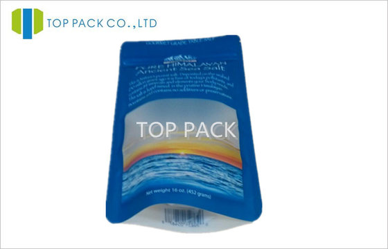 Matte Finished Salt Stand Up Pouch Packaging Zip Lock Tear Notch 8oz / 16oz
