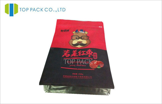 Red Matte Finish Print Pet Food Packaging Side Gusset Square Bottom Standing