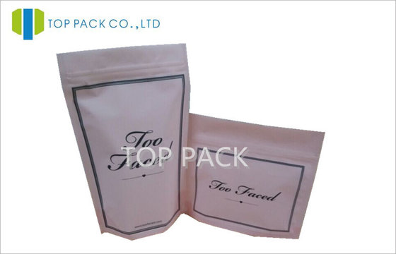 Pink Stand Up Pouch Packaging Zip Lock Matte Printing Cosmetic Multilayer Lamination