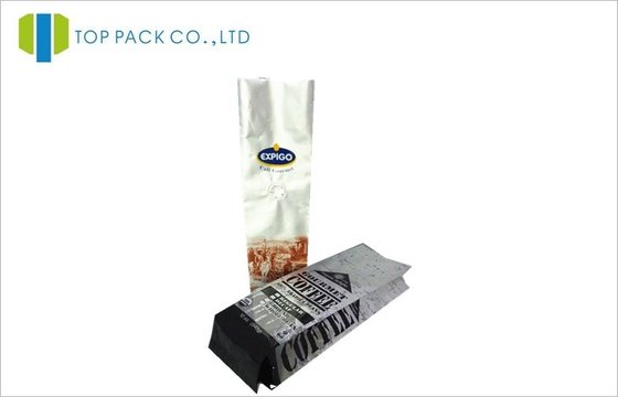 250g Coffee Packaging Bags Side Gusset With Valve , Printed Coffee Bags