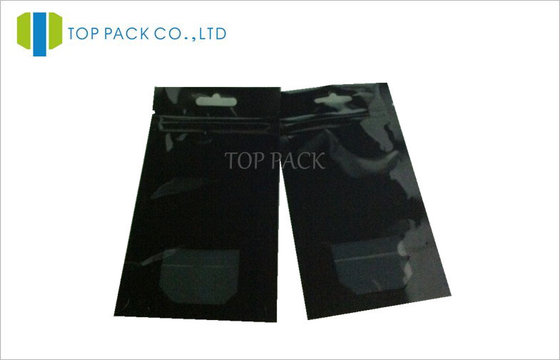 Black Ziplock Printed Laminating Bags With Hanging Hole , Recyclable
