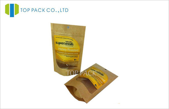 Gravure Printed Plastic Kraft Paper Stand Up Packaging Clear Window