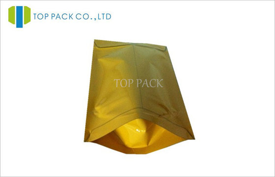 Reclosed Golden Foil Stand Up Bags / Resealable Foil Pouches