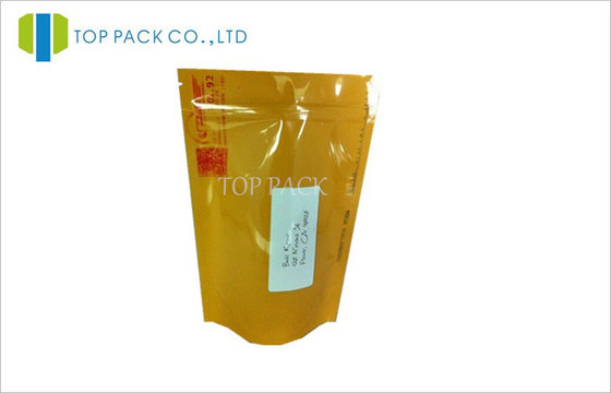 Reclosed Golden Foil Stand Up Bags / Resealable Foil Pouches