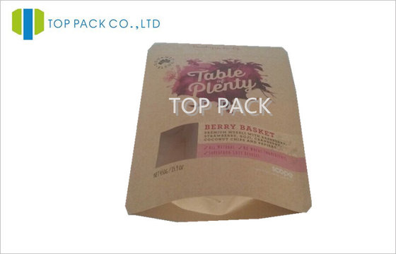 Gravure Printing  Kraft  Paper Stand Up Pouch 450g Custom Rectangular Window