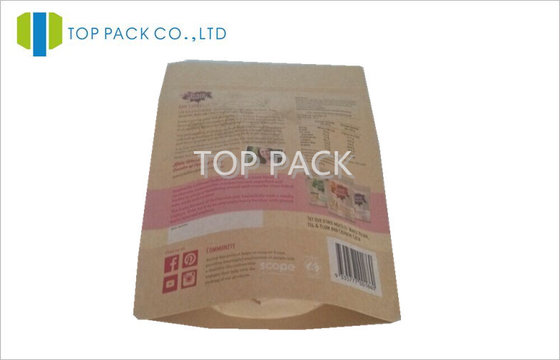 Gravure Printing  Kraft  Paper Stand Up Pouch 450g Custom Rectangular Window