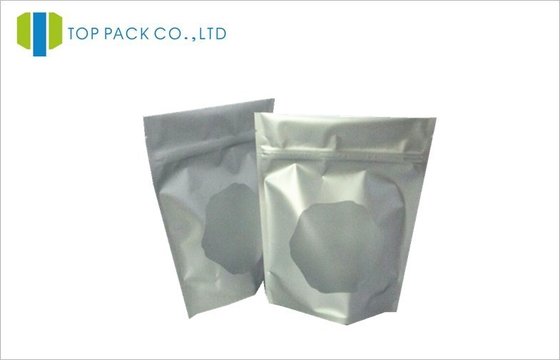 250g Aluminum Foil Bags Food Grade Stand Up Zipper Reseal Circle transparent window