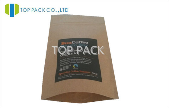 100g Coffee Kraft  Paper Stand Up Pouch Foil Aluminum Lamination Degassing Valve