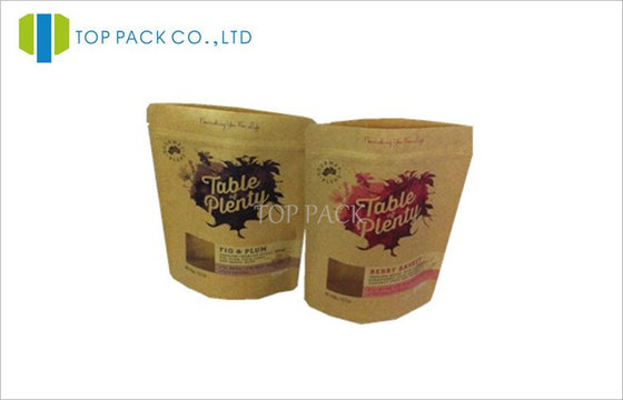 7 Colors Pinting Kraft Paper Stand Up Pouch Packaging With PP Clear Window