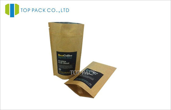 Coffee Bean 150g Kraft Paper Ziplock Stand Up Pouches One Way Air Valve