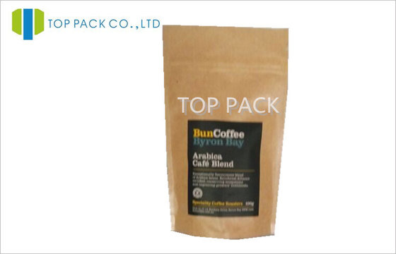 A Series Coffee Kraft  Paper Stand Up Bag One Way Degassing Valve Foil Lamination