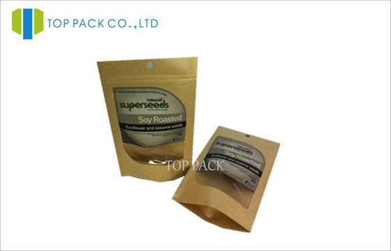 Brown Natural Kraft Paper Stand Up Pouch For Candy Free Shape Window