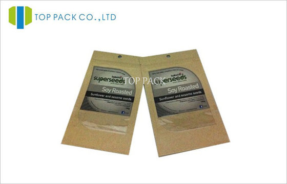 Brown Natural Kraft Paper Stand Up Pouch For Candy Free Shape Window