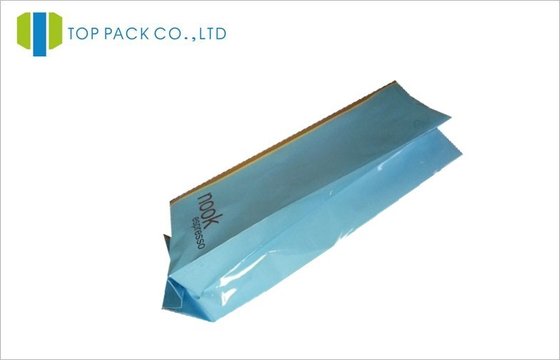 Blue Coffee Packaging Bags Side Gusset Foldable Bottom For Coffee Lightproof 1kg