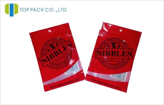 Zipper Reusable Printed Laminated Pouches Hand Hole Transparent Front Food Grade