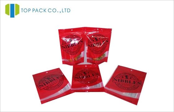 Zipper Reusable Printed Laminated Pouches Hand Hole Transparent Front Food Grade