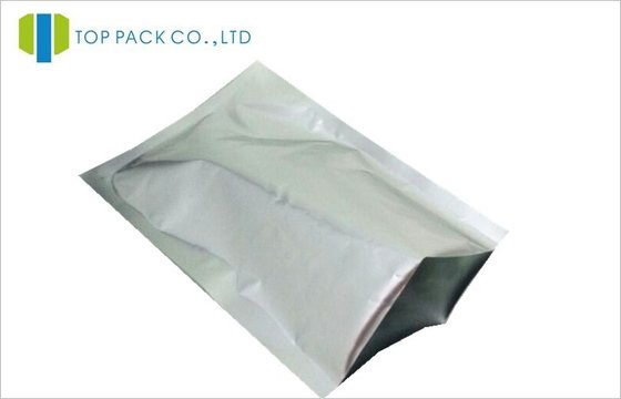 White Printed Aluminum Foil Bags Bottom Open Zipper reseal , PET / VMPET / PE