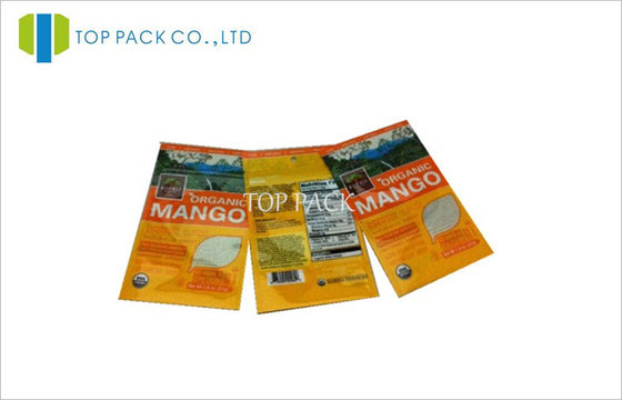 50g Mango Chips Printed Laminated Pouches Zipper PET / PE 3 Sides Sealing