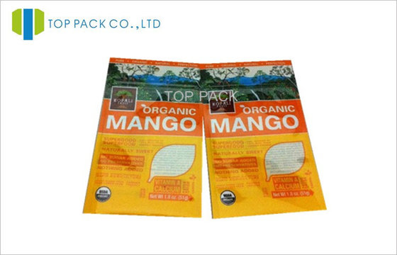 50g Mango Chips Printed Laminated Pouches Zipper PET / PE 3 Sides Sealing