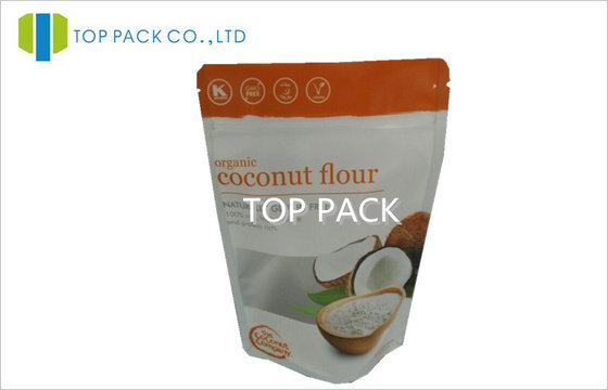 Coconut Flour Foil Stand Up Zip Pouch Matte Finished With Clear Window