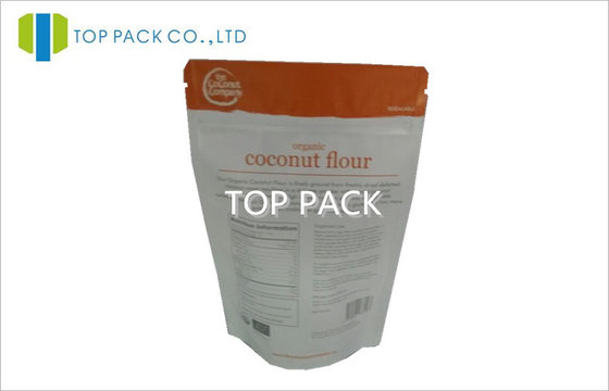 Coconut Flour Foil Stand Up Zip Pouch Matte Finished With Clear Window