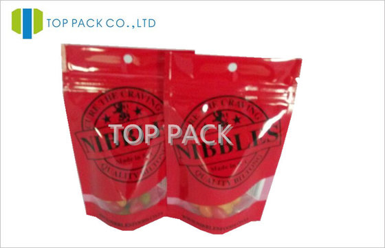 Recycled Red Stand Up Pouches Heat Sealing Zipper Food Grade 50g Meat