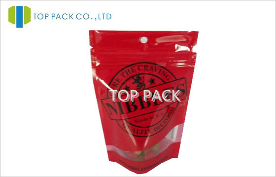 Recycled Red Stand Up Pouches Heat Sealing Zipper Food Grade 50g Meat