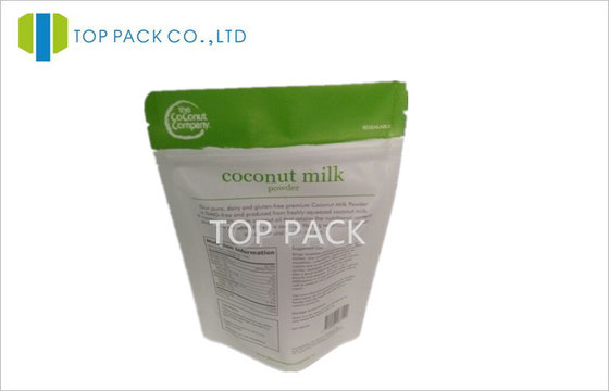 Coconut Milk Foil Stand Up Pouch Packaging Heat Sealing Zipper Matte Finished