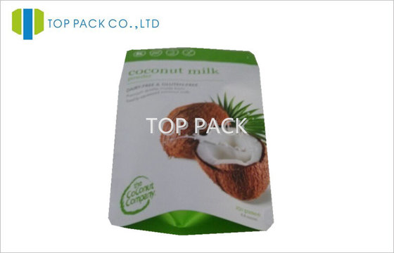 Coconut Milk Foil Stand Up Pouch Packaging Heat Sealing Zipper Matte Finished