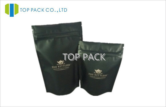 Matte Black Foil Stand Up Packaging Pouches Custom Logo 25g / 50g / 100g / 250g
