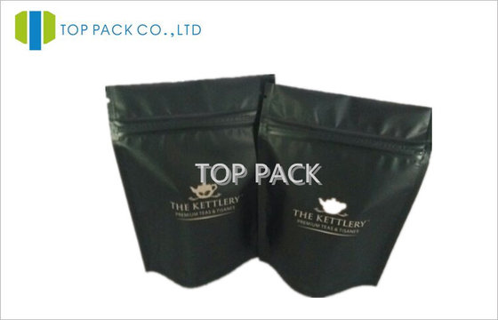 Matte Black Foil Stand Up Packaging Pouches Custom Logo 25g / 50g / 100g / 250g