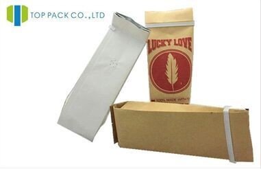 Kraft Paper Resealable Coffee Bags With White Tin Tie 5oz / 10oz / 20oz Storage