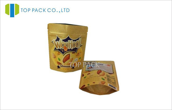 Full Printing Kraft Paper Stand Up Pouch Round Corner Resealabe Zip