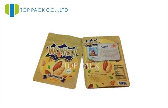 Full Printing Kraft Paper Stand Up Pouch Round Corner Resealabe Zip