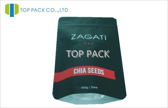 Matte Black  Foil Stand Up Pouch Packaging Chia Seeds Custom Design Food Grade