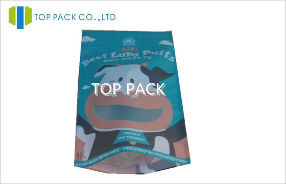 Blue Matte Finished Printing Stand Up Pouch Packaging 100g Dog Treats Lovely  Design