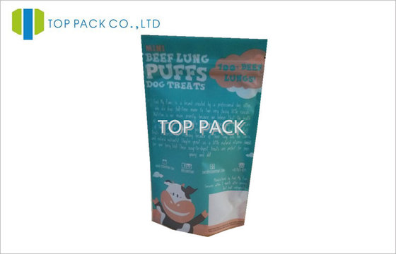 Blue Matte Finished Printing Stand Up Pouch Packaging 100g Dog Treats Lovely  Design