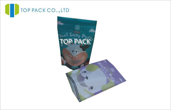 Blue Matte Finished Printing Stand Up Pouch Packaging 100g Dog Treats Lovely  Design