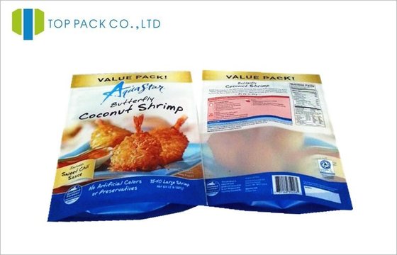 Frozen Food Stand Up Pouch Packaging Transparent Window Front Matte Printed
