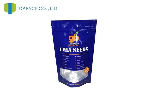 Clear Window Front Stand Up Pouch Aluminum Foil Laminated For Chai Seed
