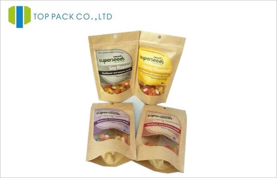 Matte Effect Paper Kraft Standing Up Pouch Packaging with zipper