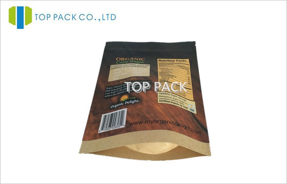 Brown Stand Up Pouch Packaging Foil Matte Printing Cane Sugar Food Grade