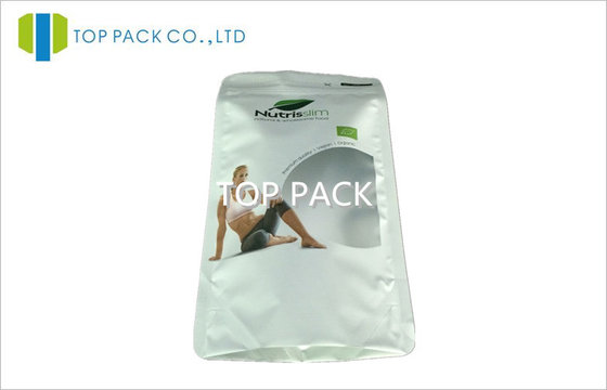 Matte White Stand Up Bag Packaging Foil Lamination Food Grade Clear Window
