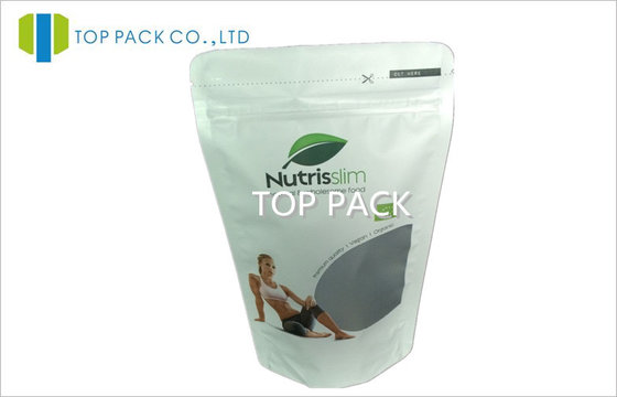 Matte White Stand Up Bag Packaging Foil Lamination Food Grade Clear Window