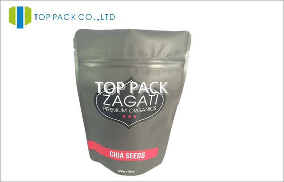 Aluminum Foil Stand Up Plastic Pouches Zip Lock  For Chia Seeds