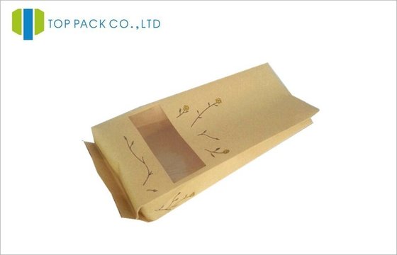 Kraft Paper Coffee Packaging Bags Side Gusset WIth Flat bottom