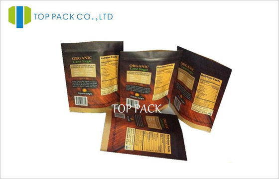 Brown Natural Kraft Paper Stand Up Pouch resealable For Food Powder