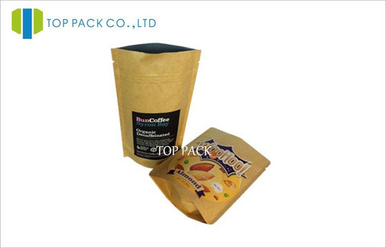 Foil Lined Kraft Paper Stand Up Packaging / Coffee stand up food pouches